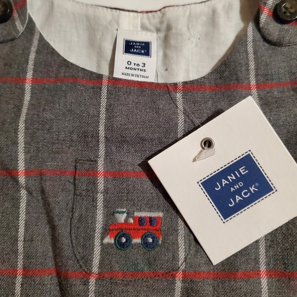 Janie and Jack | Bottoms | Janie Jack Plaid Overalls Jumper With Train ...